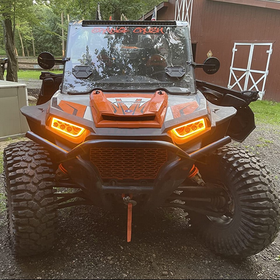 ATV UTV Halo LED Headlights Orange For Polaris General 1000 RZR XP 4 ...