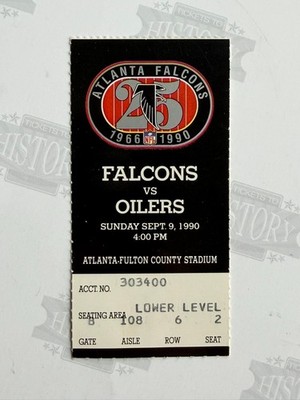 1990 Oilers Falcons Ticket 9/9/90 Warren Moon 4 TDs Deion Sanders Pick ...