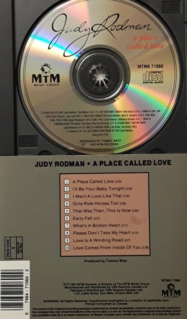 Judy Rodman A Place Called Love CD 1987 MTM Girls Ride Horses Too ...