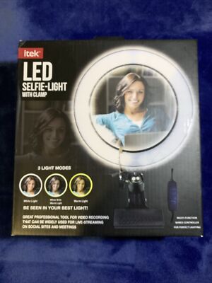 itek LED Selfie Ring Light 8" Diameter 104 LEDs Mounting Clamp Swivel ...