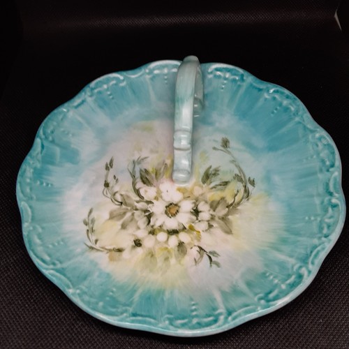Vintage Floral Lemon, Nappy Plate with Hand Painted Daisies and Blue ...