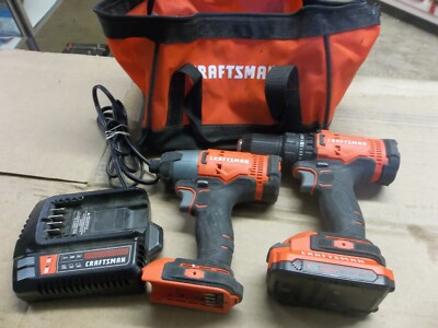 Craftsman CMCD700 20V 1/2 Drill & CMCF800 20V Impact Drill w/ Battery ...