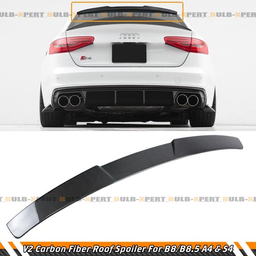 FOR 09-16 AUDI A4 S4 B8 B8.5 V2 HIGH KICK CARBON FIBER REAR WINDOW ROOF ...