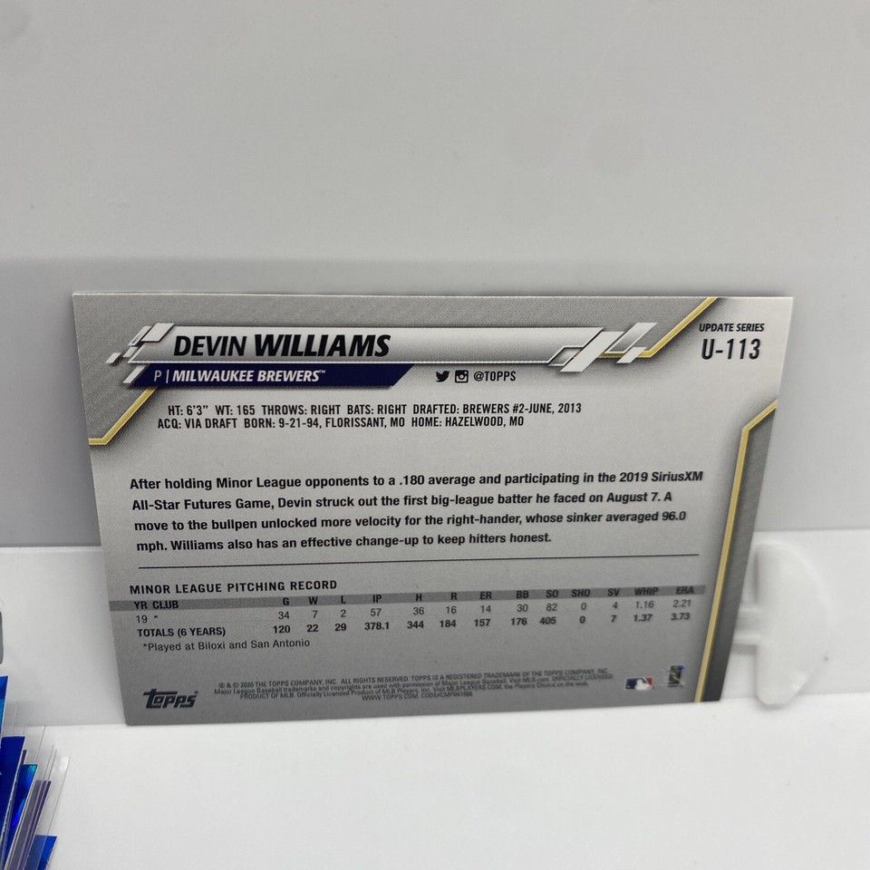 2020 Topps Update Series Devin Williams Rookie Card RC #U-113 | eBay