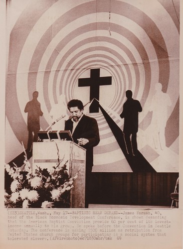 1969 Press Photo Black Civil Rights Leader James Forman at Baptist ...