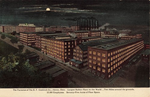pc15378 postcard Factory Akron Ohio BF Goodrich Rubber Plant not ...