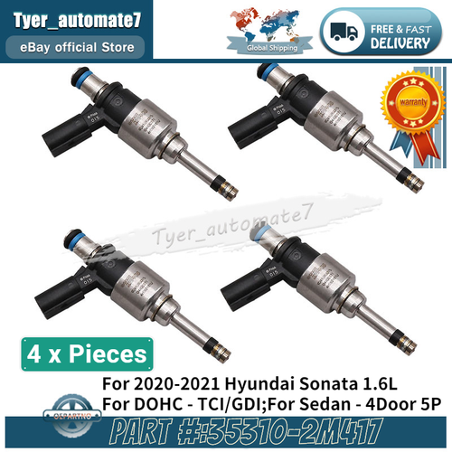 4Pieces Fuel Injectors For 2020-2021 Hyundai Sonata 1.6L #35310-2M417 ...