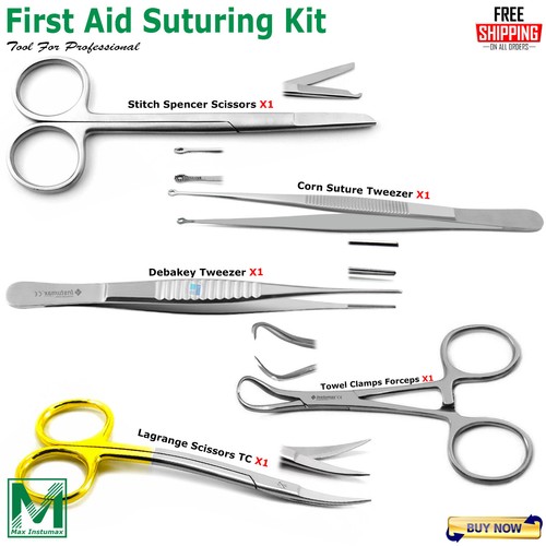 Advanced Surgical Suture Kit, First Aid Medical Travel Trauma Pack, 5 ...