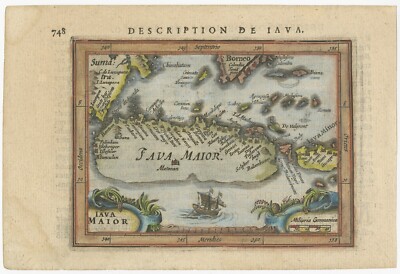 Antique Miniature Map of Java | eBay