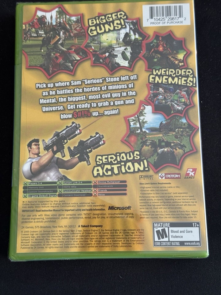 XBOX - SERIOUS SAM II 2 Game Og Xbox New FACTORY SEALED VINTAGE 2005 | eBay