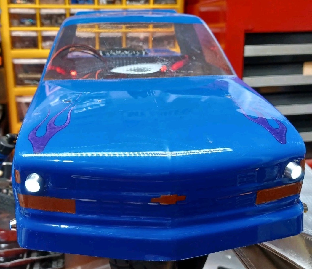 1/10 Scale Painted With Flames RC Chevy Truck Body Shell With LED ...