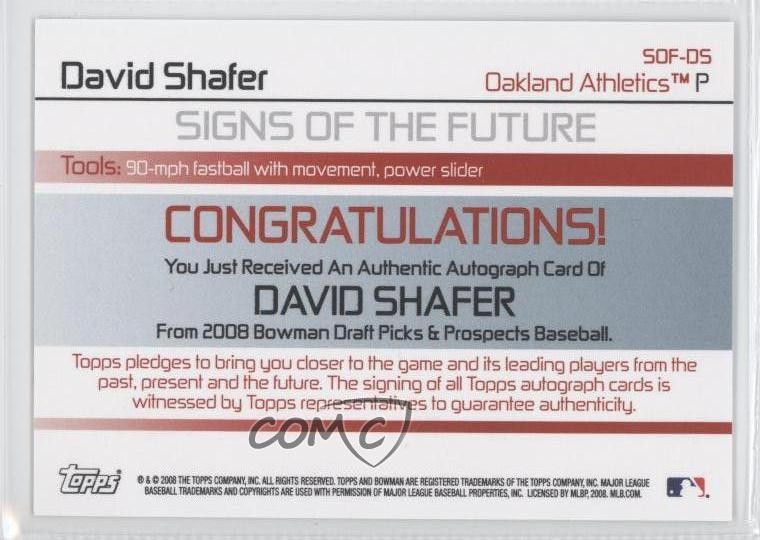 2008 Bowman Draft Signs of the Future David Shafer #SOF-DS Auto 8u9 | eBay