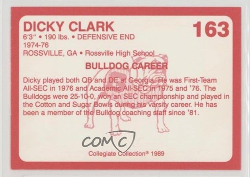 1989 Collegiate Collection Georgia Bulldogs Dicky Clark #163 | eBay