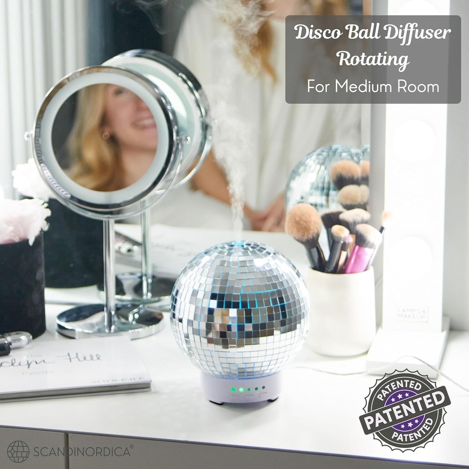 Disco Diffuser Ball Rotating -Essential Oil Diffuser with Whispe Quiet ...