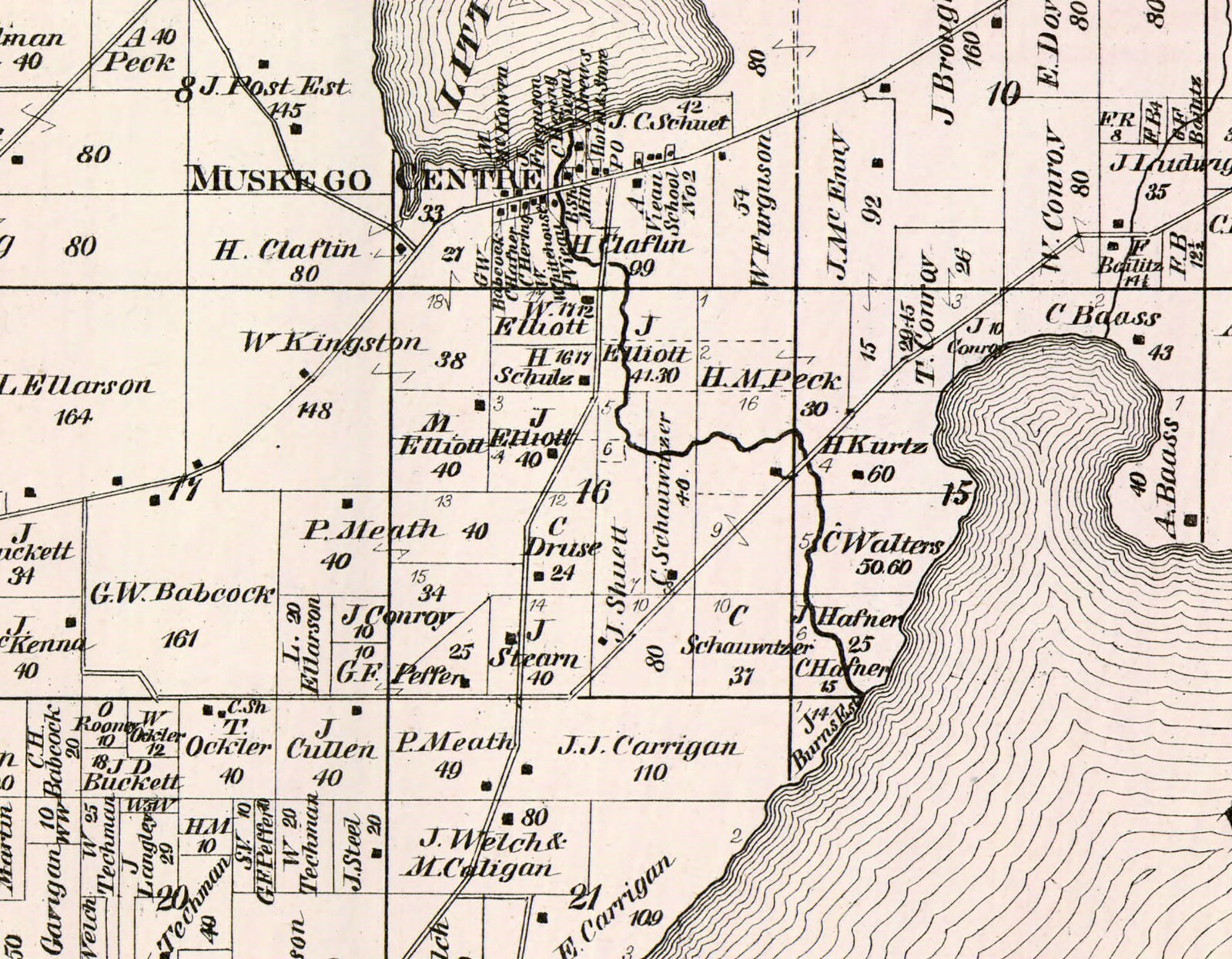 1873 Map of Muskego Township Waukesha County Wisconsin | eBay