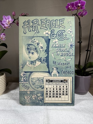 Antique 1889 Advertising Calendar Lithographic H.R. EAGLE Co Chicago ...