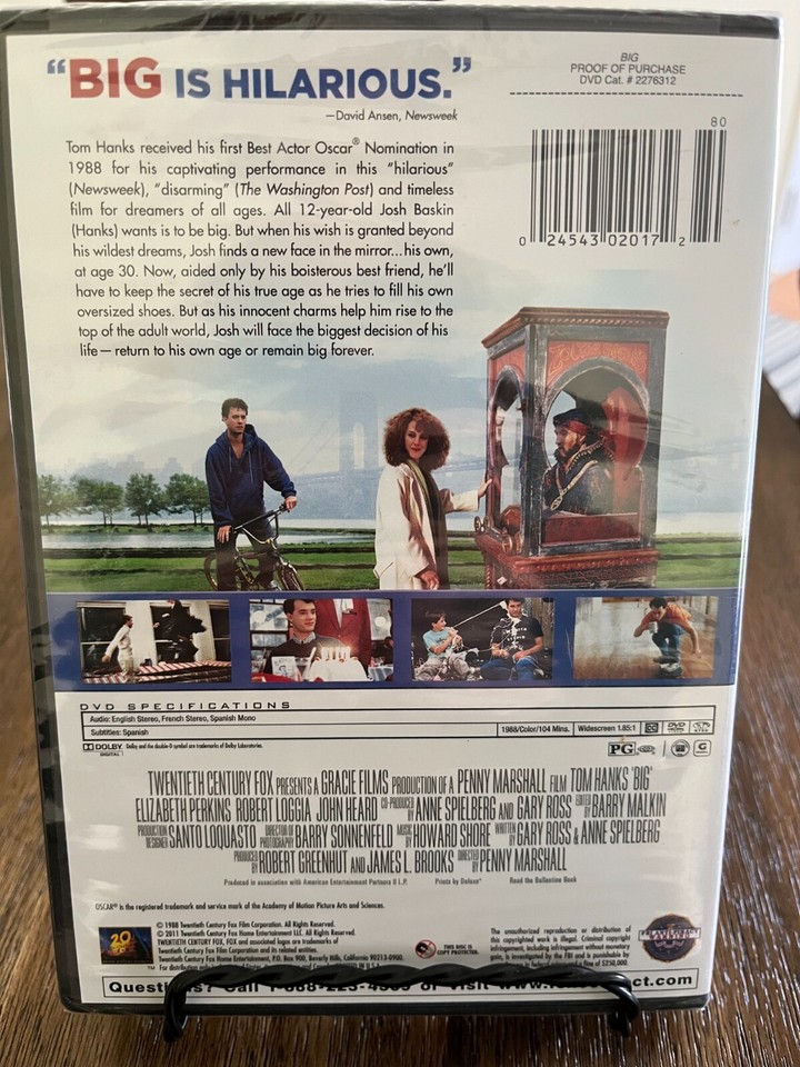 Brand New Sealed DVD "Big" Tom Hanks 80s Comedy Classic 24543020172| eBay