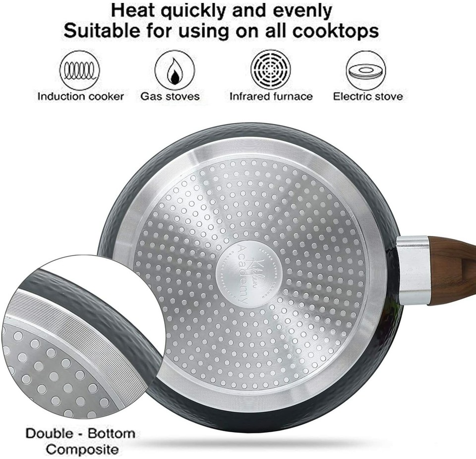 15 Pieces Induction Pots and Pans Set Nonstick Granite Stone Coated ...