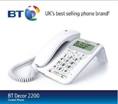 BT Decor 2200 Corded Telephone With Phonebook And Speakerphone In White ...