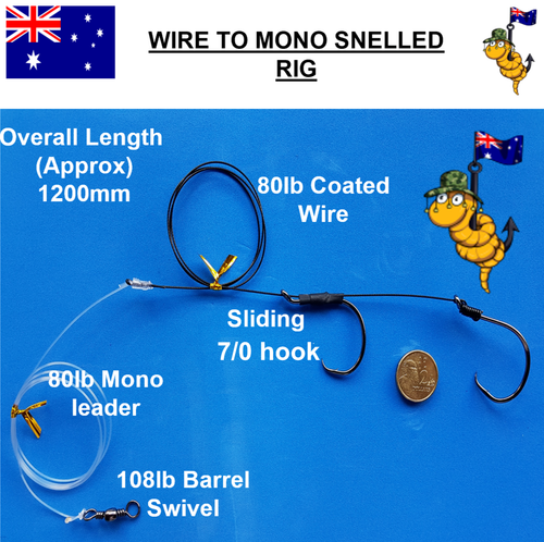 80lb Wire-to-Mono Sliding Snell Rig – Twin 7/0 Circle Hooks & Lumo Bead ...