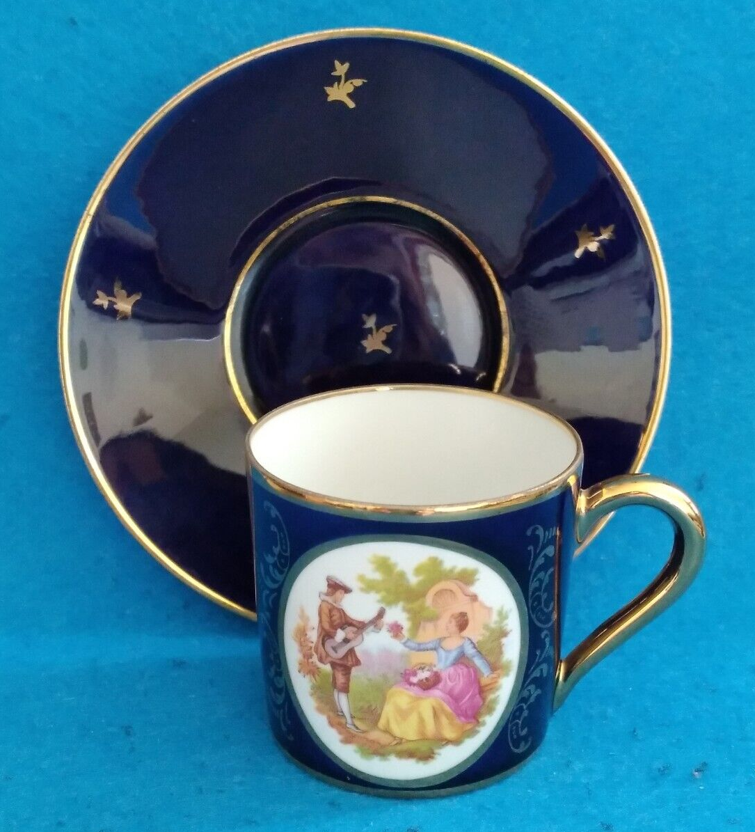 Limoges France Legle Porcelaine d'Art Demitasse Set Cobalt Blue Gilt ...