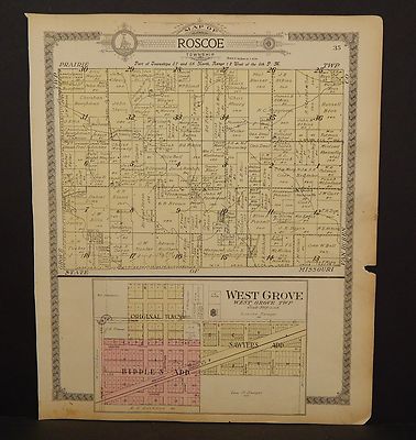 Iowa Davis County Map Roscoe Township 1912 !Q7#38 | eBay