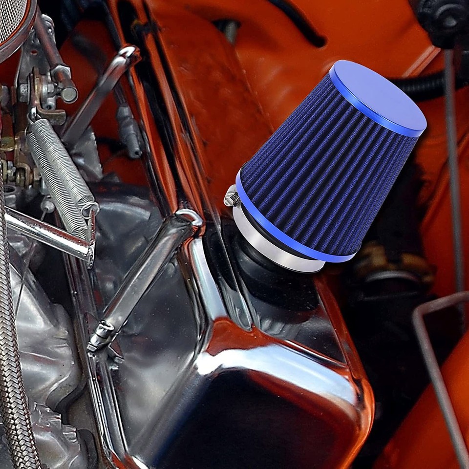 Blue 3 inch 76mm High Flow Inlet Dry Air Filter Cold Air Intake Cone ...