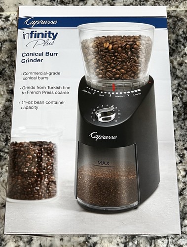 Capresso Infinity Plus Conical Burr Coffee Grinder, Black - NEW ...