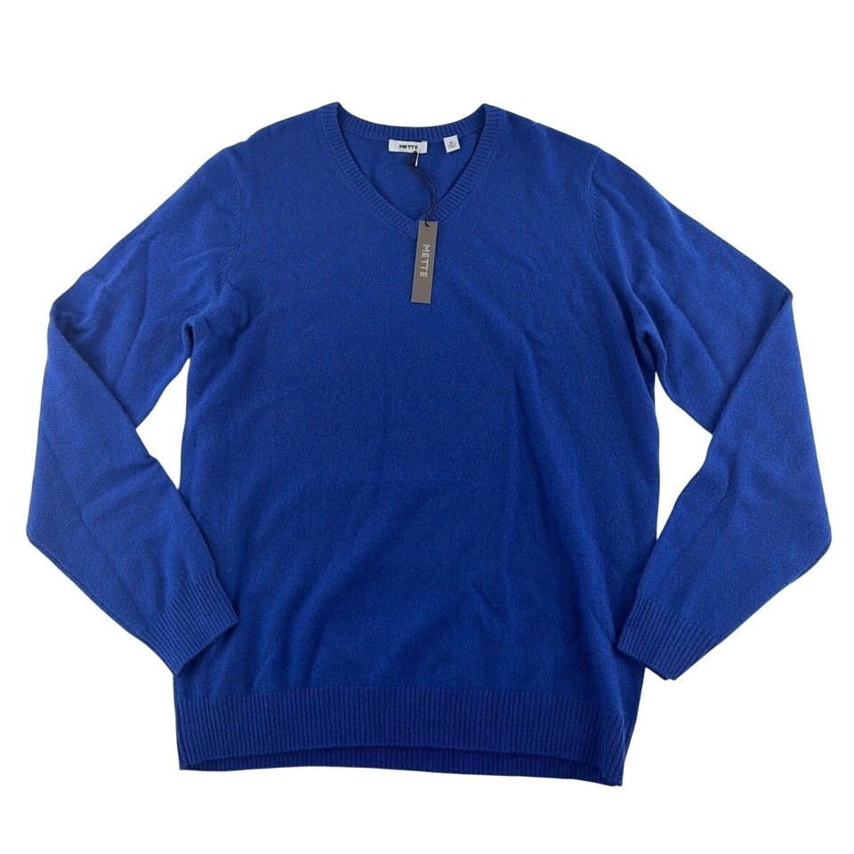 Mette Men's Royal Blue Cashmere V-Neck Sweater Size M | eBay