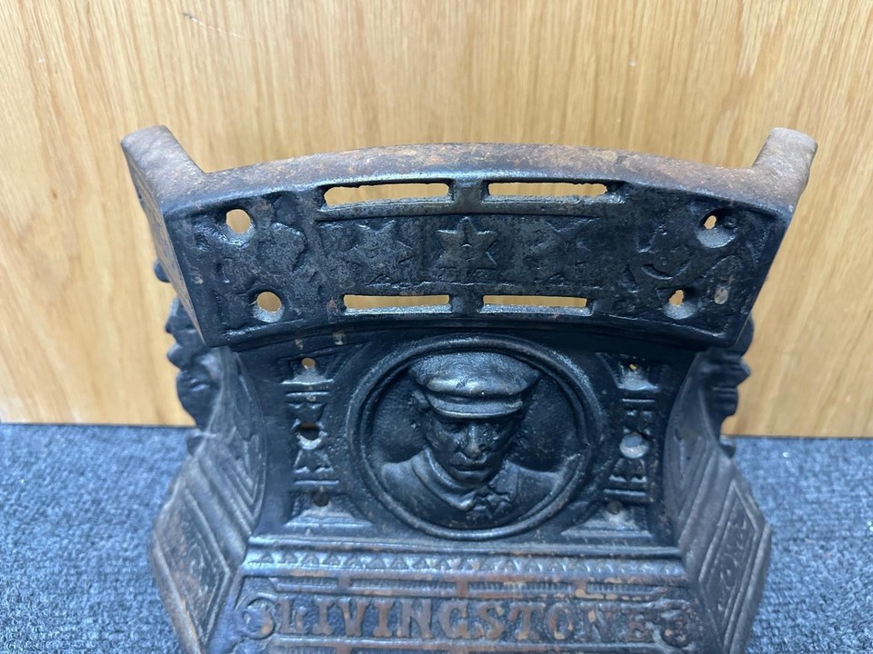 Antique Cast Iron Fireplace Tidy Guard With David Livingstone Relief ...
