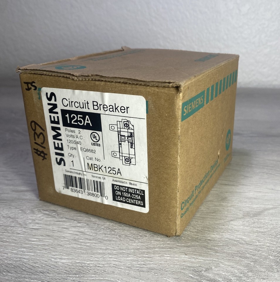 SIEMENS MBK125A EQ8682 125 Amp 2 Pole Circuit Breaker NEW | eBay