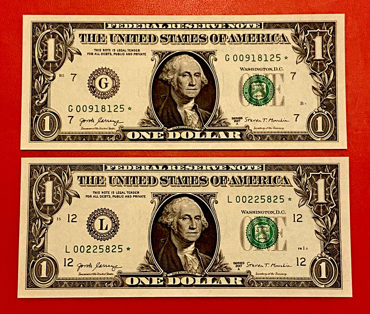2017A STAR NOTES $1 DOLLAR BILL SET ( A,B,F,G,L ) 5 DISTRICTS ...