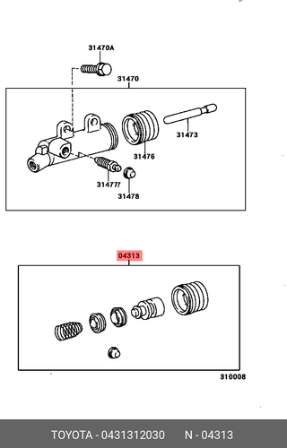 Genuine OE clutch cylinder repair kit, 0431312030 for TOYOTA 04313 ...