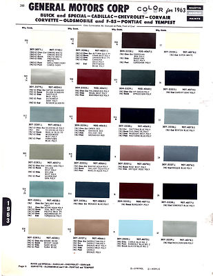 1963 CHEVROLET CORVETTE PONTIAC CADILLAC BUICK OLDSMOBILE PAINT CHIP 63 ...