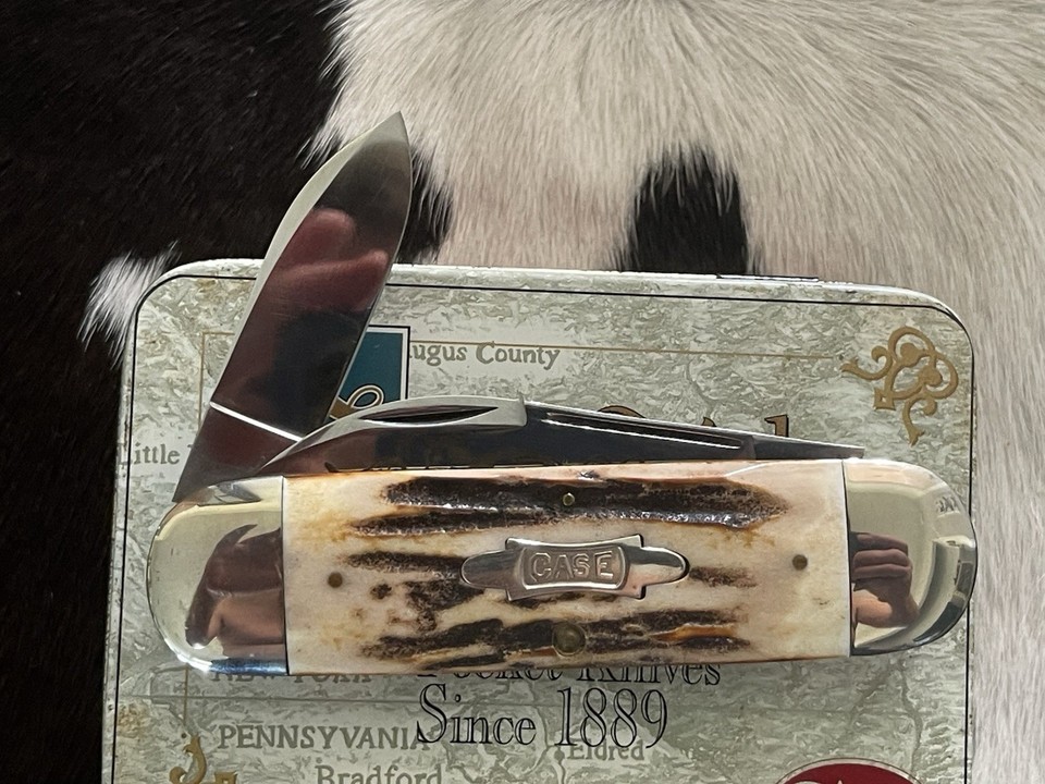 Case Classic 1996 Stag 52050 Dueling Bulls Elephant Toe Knife Error Tin ...