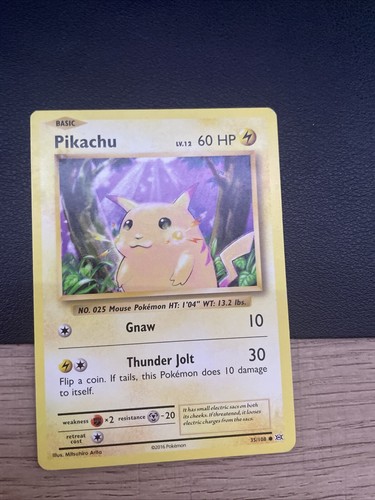 pokemon PIKACHU 2016 BASIC 60 HP GNAW 10 / THUNDER JOLT 30 35/108 CARD ...