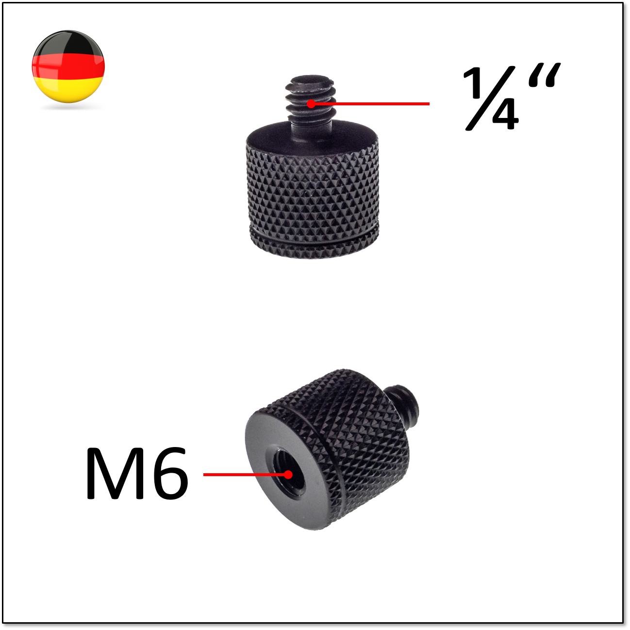 1 x Adapterschraube 1/4" auf M5 / M6 / M8 / M 10 / Gewindeadapter aus ...