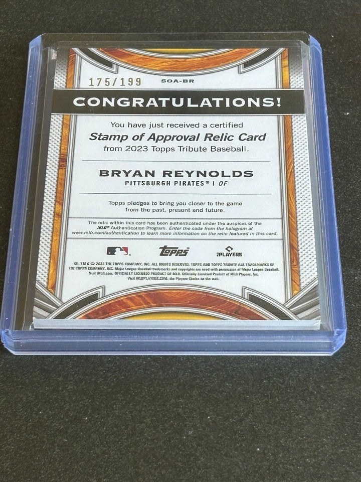 2023 TOPPS TRIBUTE BRYAN REYNOLDS STAMP OF APPROVAL RELIC CARD-#175/199 ...