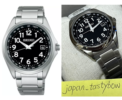 Seiko Selection SBTM329 Black Dial Titanium Solar Atomic Radio Men ...