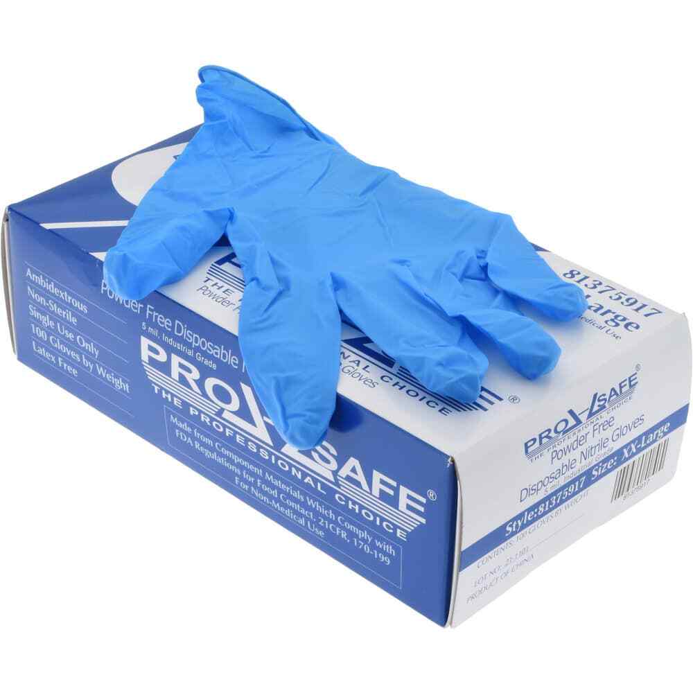 100 Pack PRO-SAFE 63-332PF/XXL Disposable Gloves, Size 2X-Large, 5 mil ...