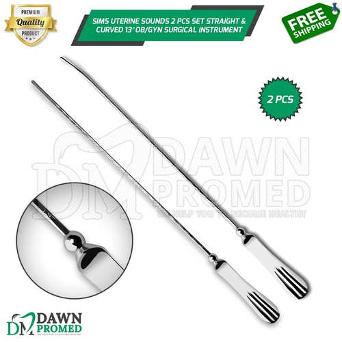 Sims Uterine Sounds 2 Pcs Set Straight & Curved 13″ OB/GYN Instrument ...