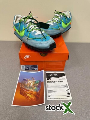 Custom Nike Off-White Waffle Racer Powder Blue Electric Green Black ...