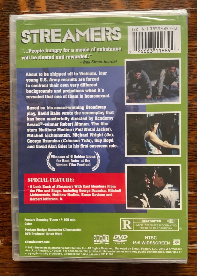Streamers Robert Altman DVD NEW Sealed Matthew Modine Vietnam Army ...