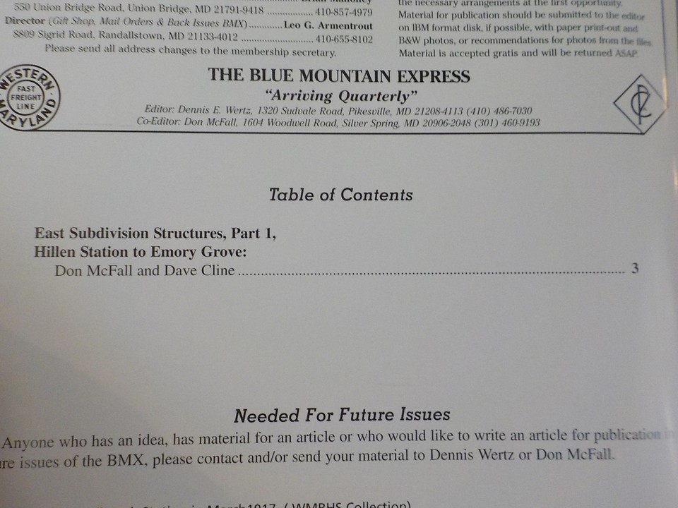 Blue Mountain Express 2003 Fall Winter Western Maryland Railway ...