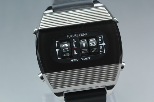 [Exc+5] FUTURE FUNK FF104 Black Jump Hour Quartz Mens Watch From JAPAN ...