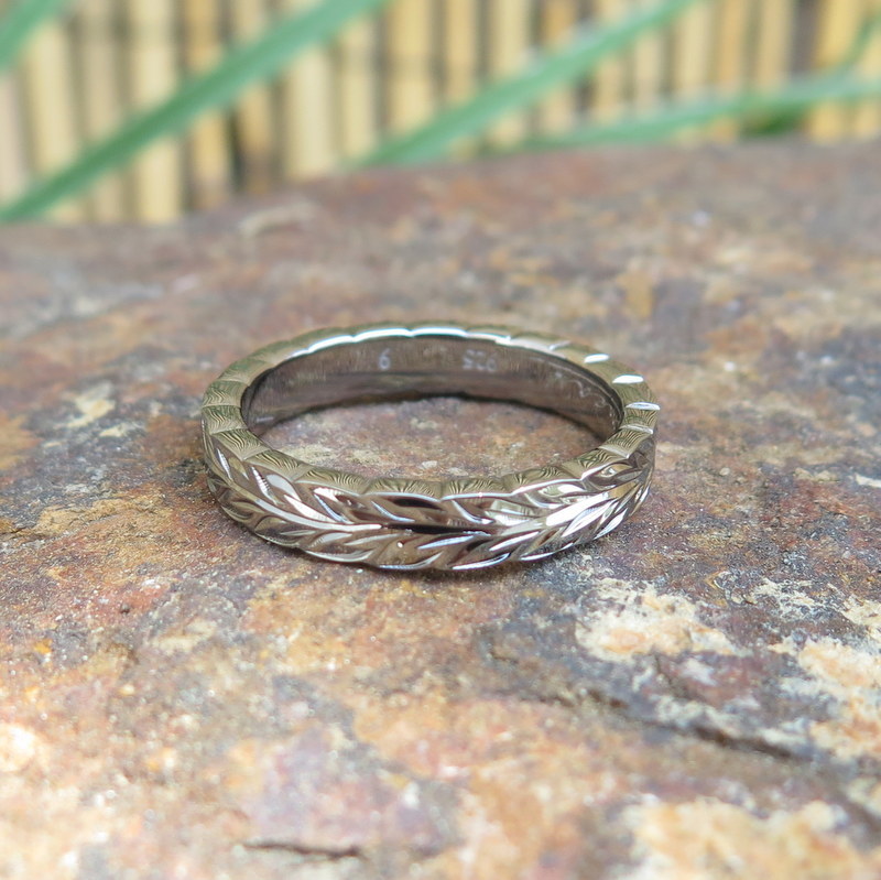 Sterling Silver Maile Leaf Lei Cut Out Edge Hawaiian Jewelry Wedding ...