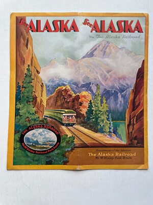 1931 Alaska Travel Brochure- By Alaska Railroad- Great Double Cover ...