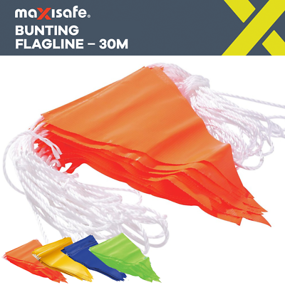Safety Bunting Orange Safety Flags 30M Triangle PVC Fabric White Rope ...