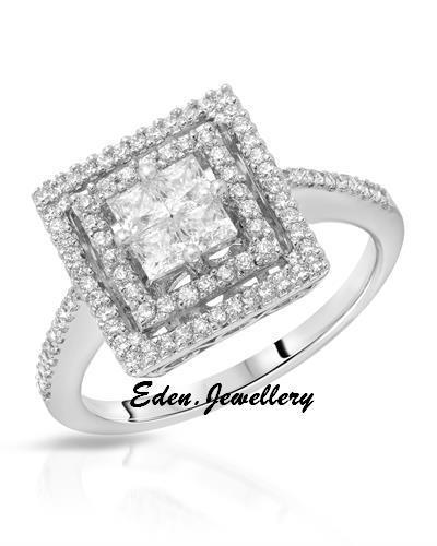 Gorgeous Engagement Ring Square Shape Cubic Zirconia 925 Sterling ...