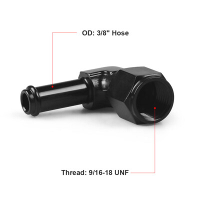 6AN Female to 3/8'' Barb Fitting Adapter 90 Degree Swivel Connector ...